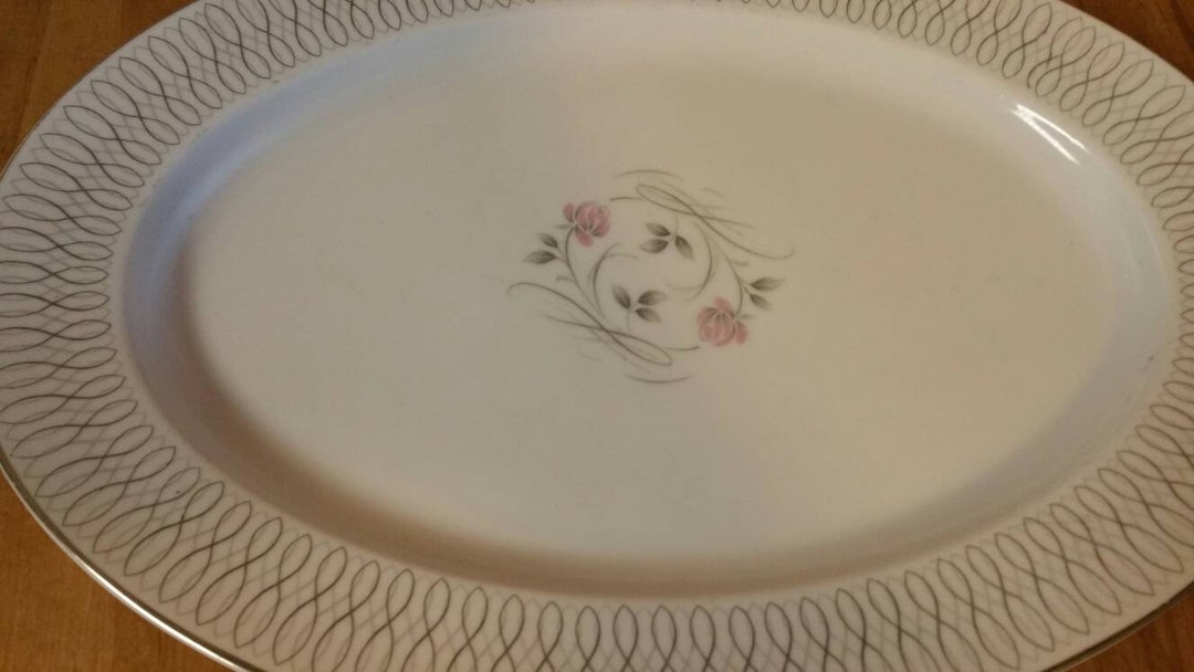 Rare Find Harmony House "daphne" Dawn Gray.charcoal 14 Inch Large Oval ...