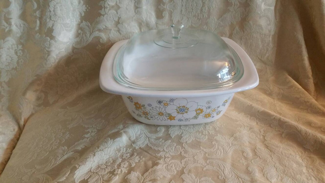Corning Ware, Floral Bouquet, Dutch Oven With Clear Glass Domed Lid, P ...