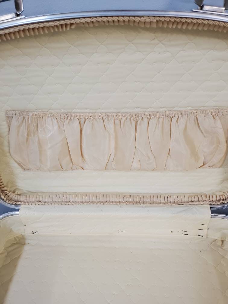 Medium Sized, Hard Sided Blue Suitcase, Home Decor, Vintage Wedding Box ...
