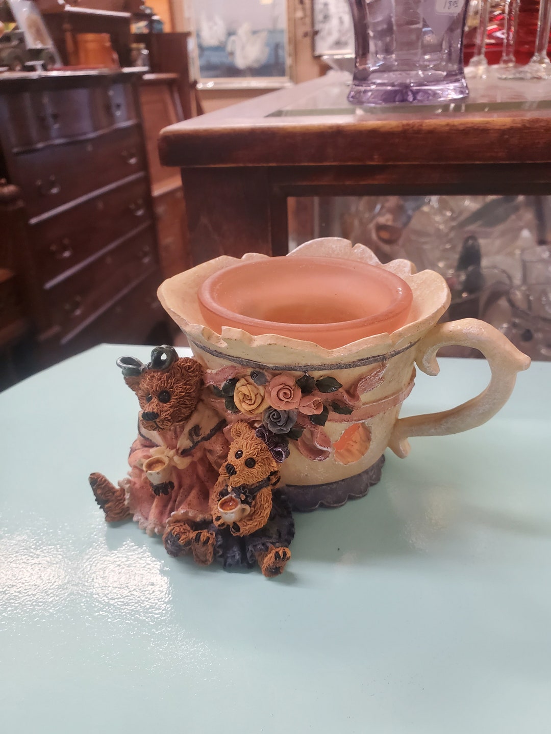 Boyds Bears and Friends, Ms.bruin and Bailey Tea Time, Resin Statue ...