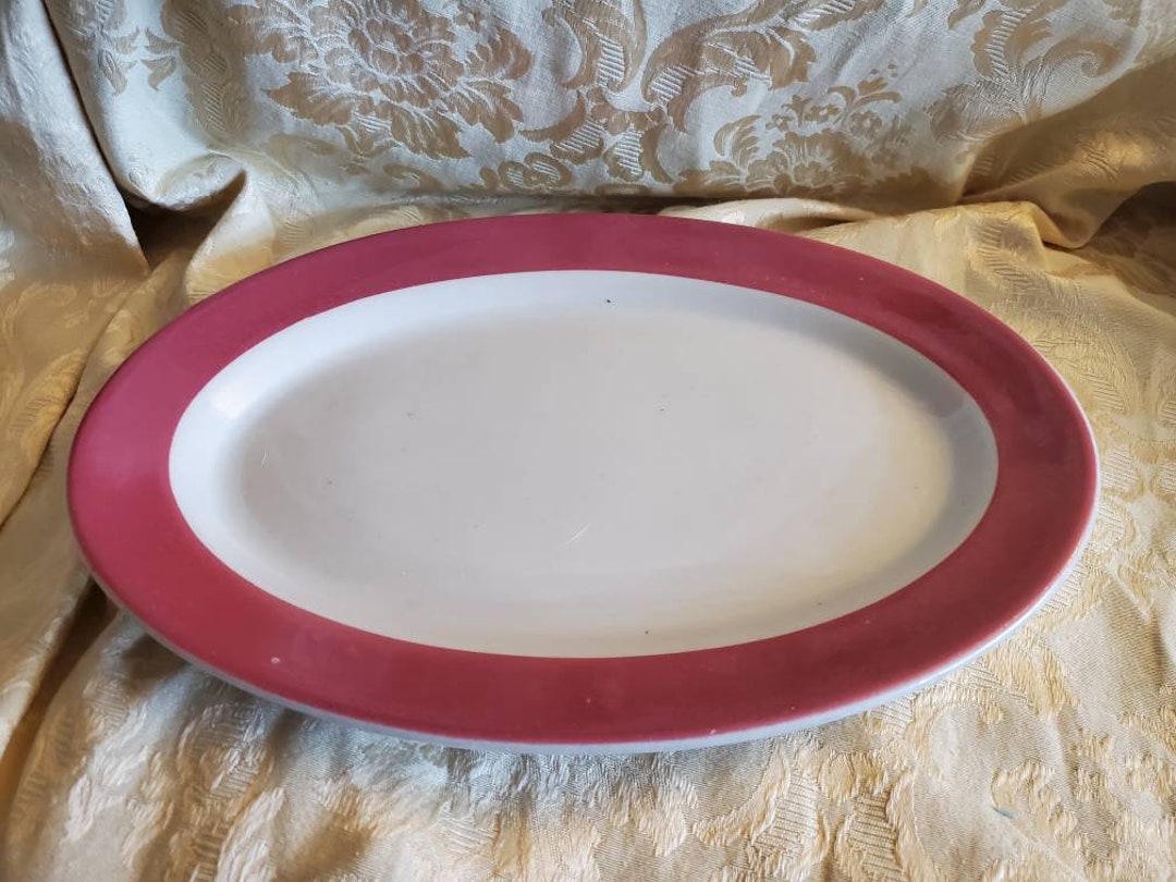 Hot Pink and White, Tepco 12.90 Inch Oval Serving Platter, Restaurant ...