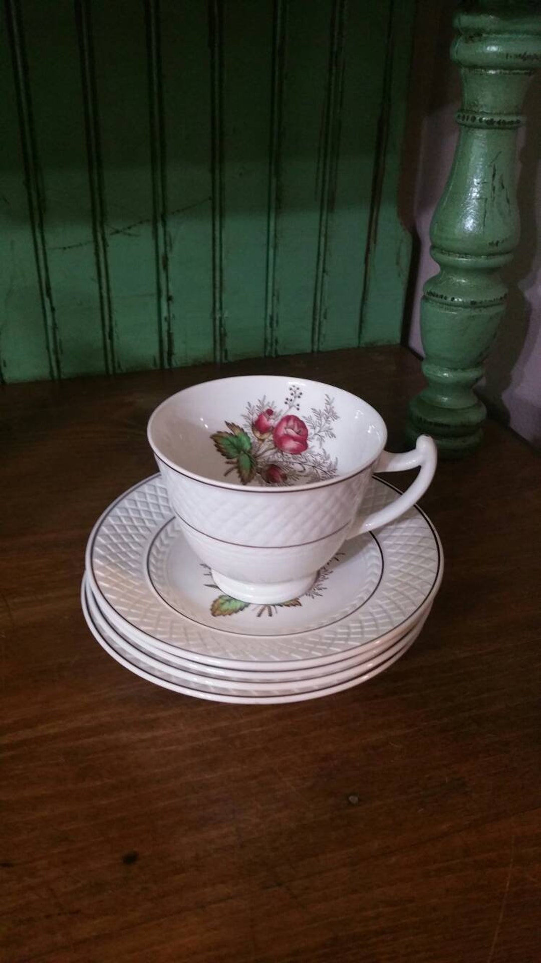 Lady Anne, Red Rose by Spode, Tea Cup With 4 Saucers, Dishes With ...