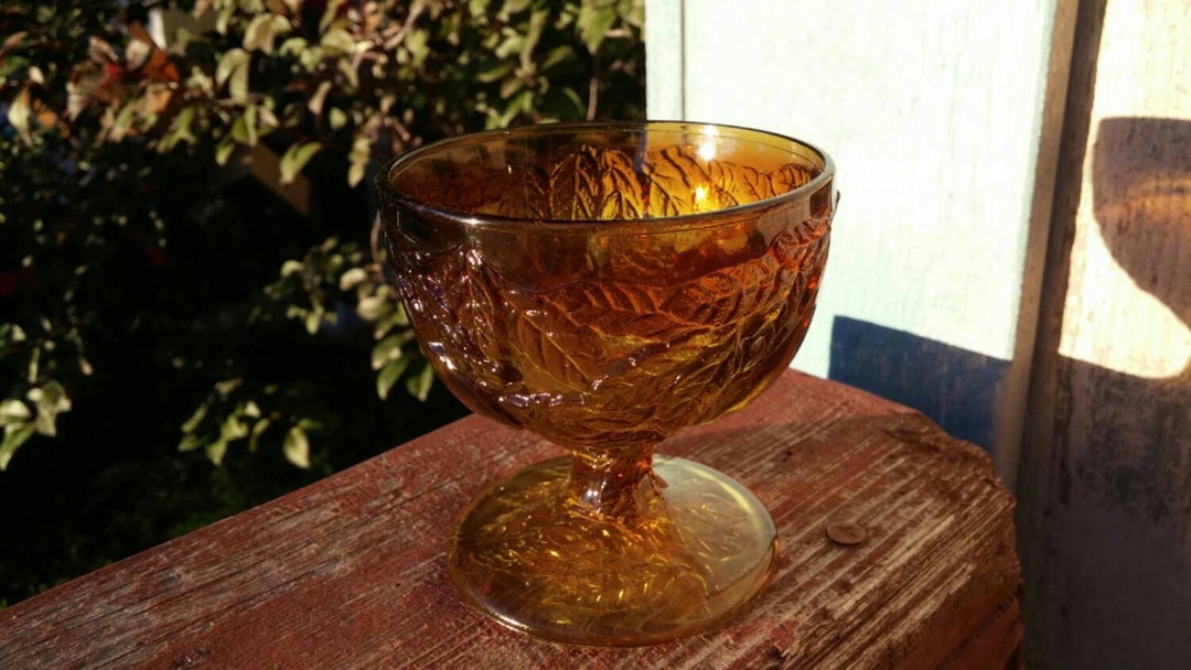 Depression Glass Tiara Style Brown Avocado Sherbert Dish Indiana Glass ...
