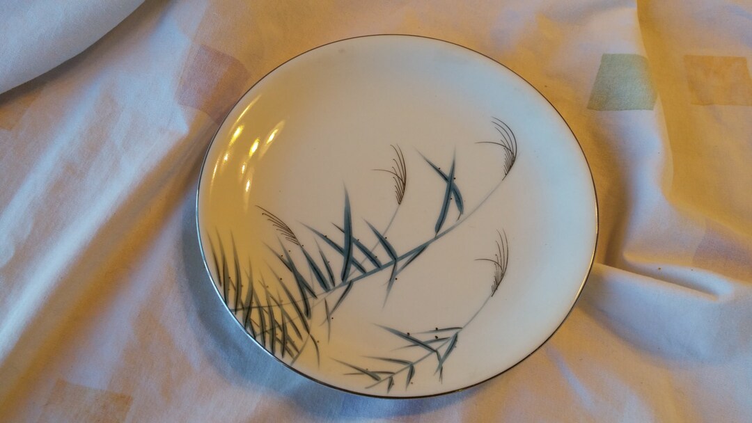 Hayasi Fine China Blue and Silver Wheat 6.5 Inch Serving Salad/dessert ...