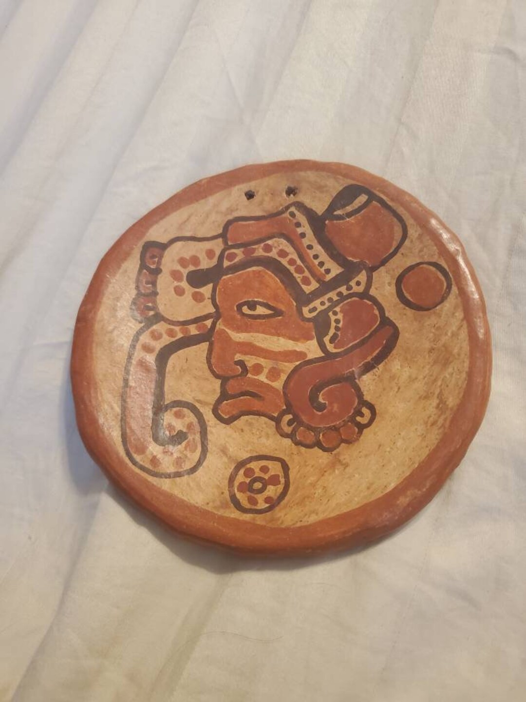 Mayan/aztec, 5.10 Inch Round, Terra Cotta Pottery Plate, Wall Hanging ...