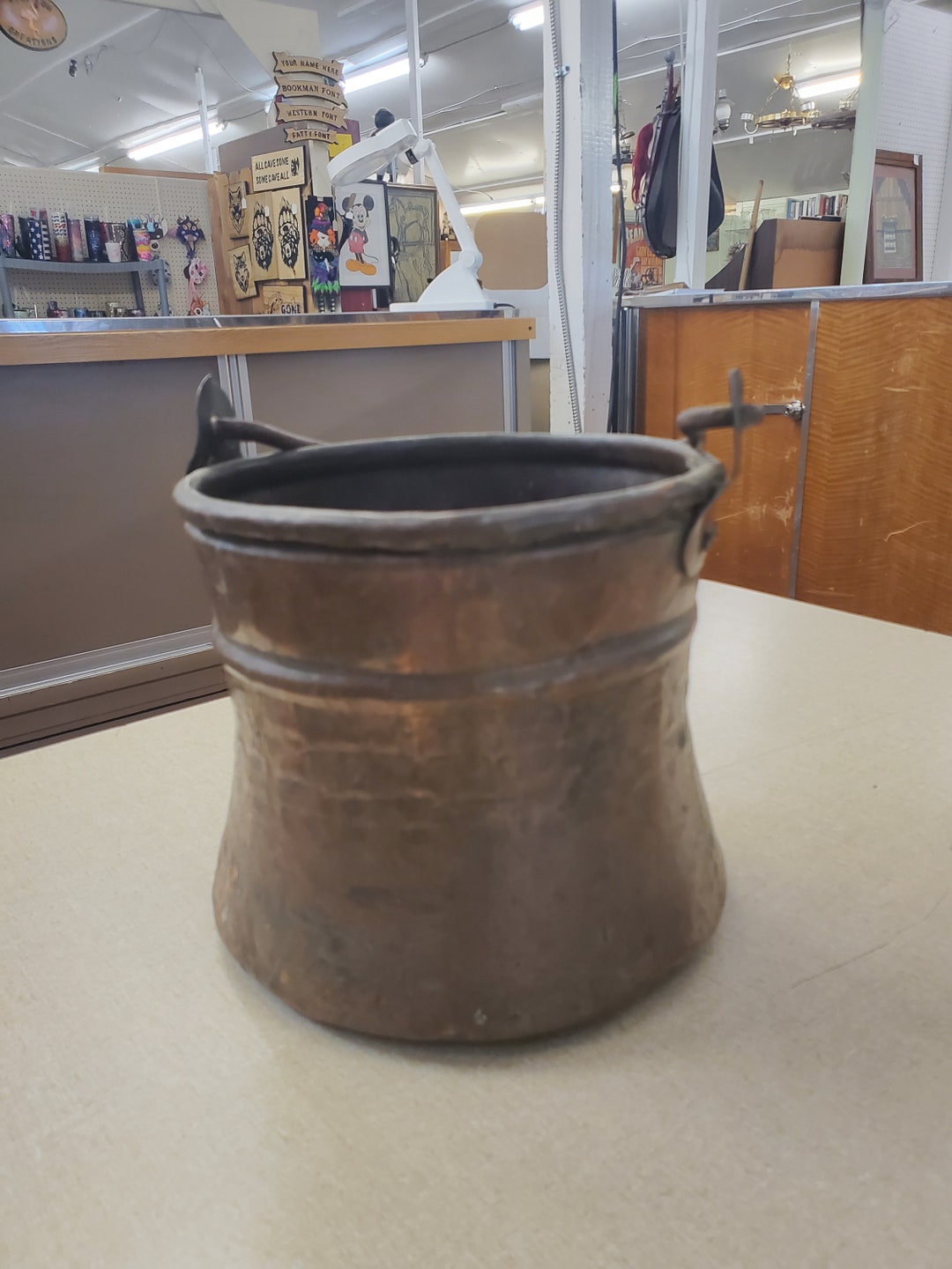 Rustic and Aged, Hand Forged Copper Hanging Pot With Oxidation ...