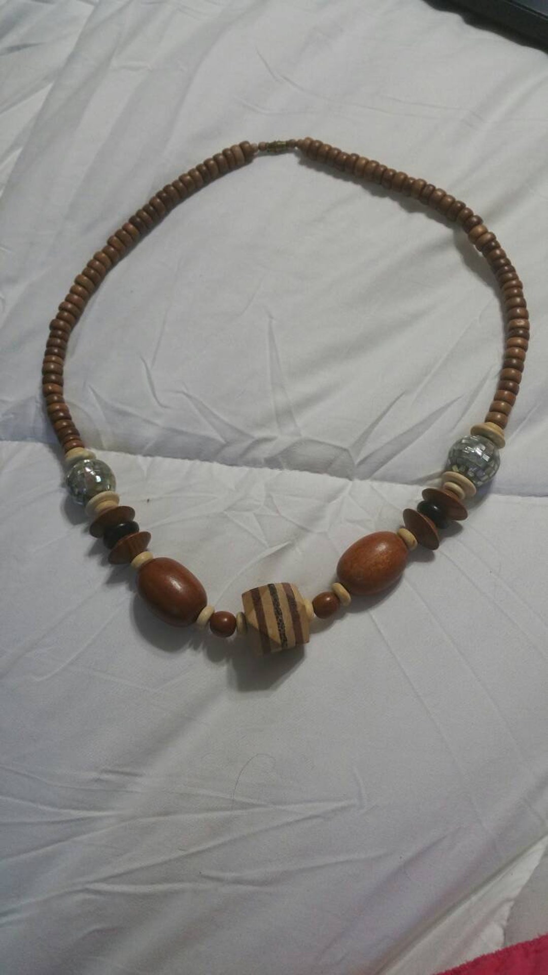 Triple Toned Brown Wooden Beaded 22 Inch Single Strand Choker Necklace ...