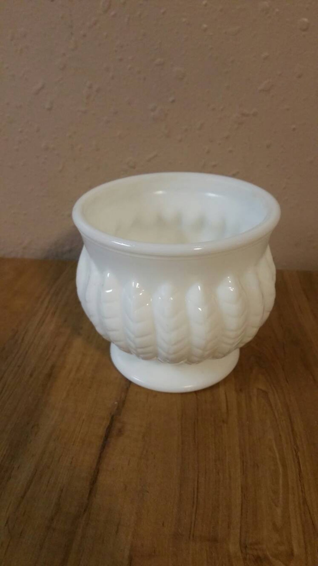 Randall Glass Milk Glass, Footed Planter or Bowl With Leaf Design ...