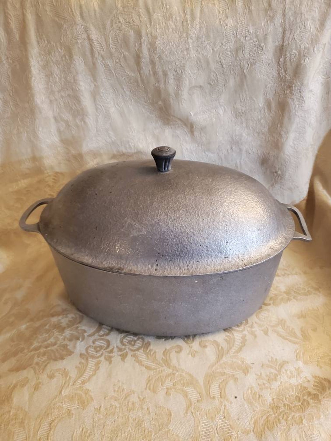 Well Loved, Large Hand Pounded, Aluminum Club Roaster With Lid, Vintage ...