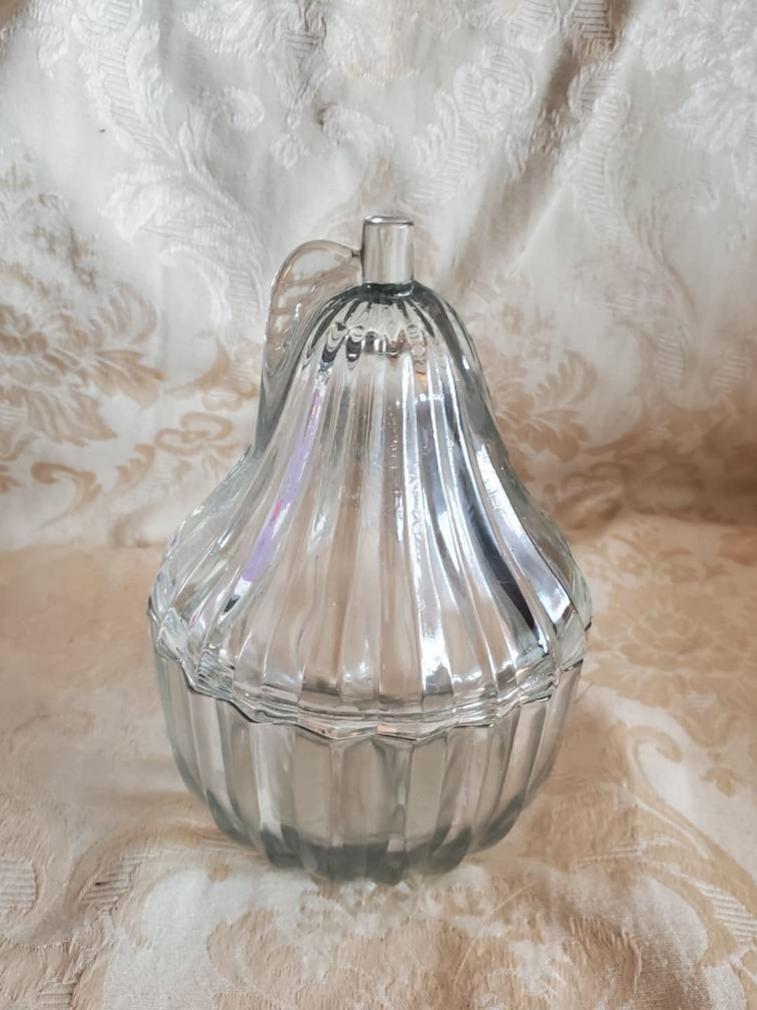 Clear Pear Shaped Glass Dish, Candy Dish, Dresser Jar, Home Decor ...