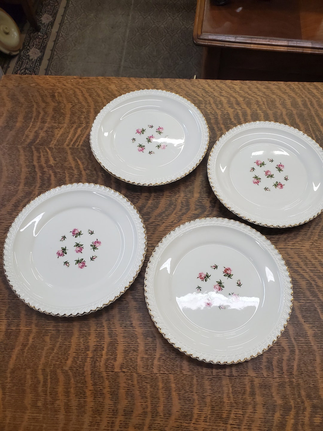 Set of 4 Harker Rose Bud 6.20 Inch Bread Butter Plates With Gold Trim ...