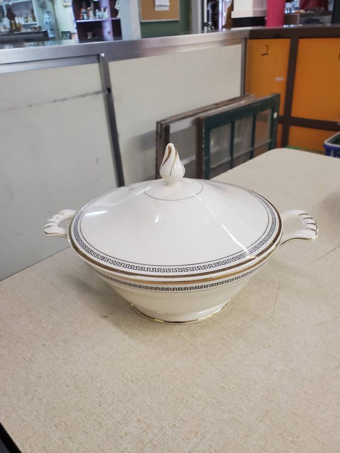 Rare Find, Edwin Knowles, Soup Tureen With Black Greek Key, Between ...