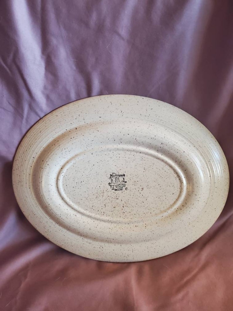 Homespun by Churchill, 12-inch Oval Platter, Brown Specks on Cream ...