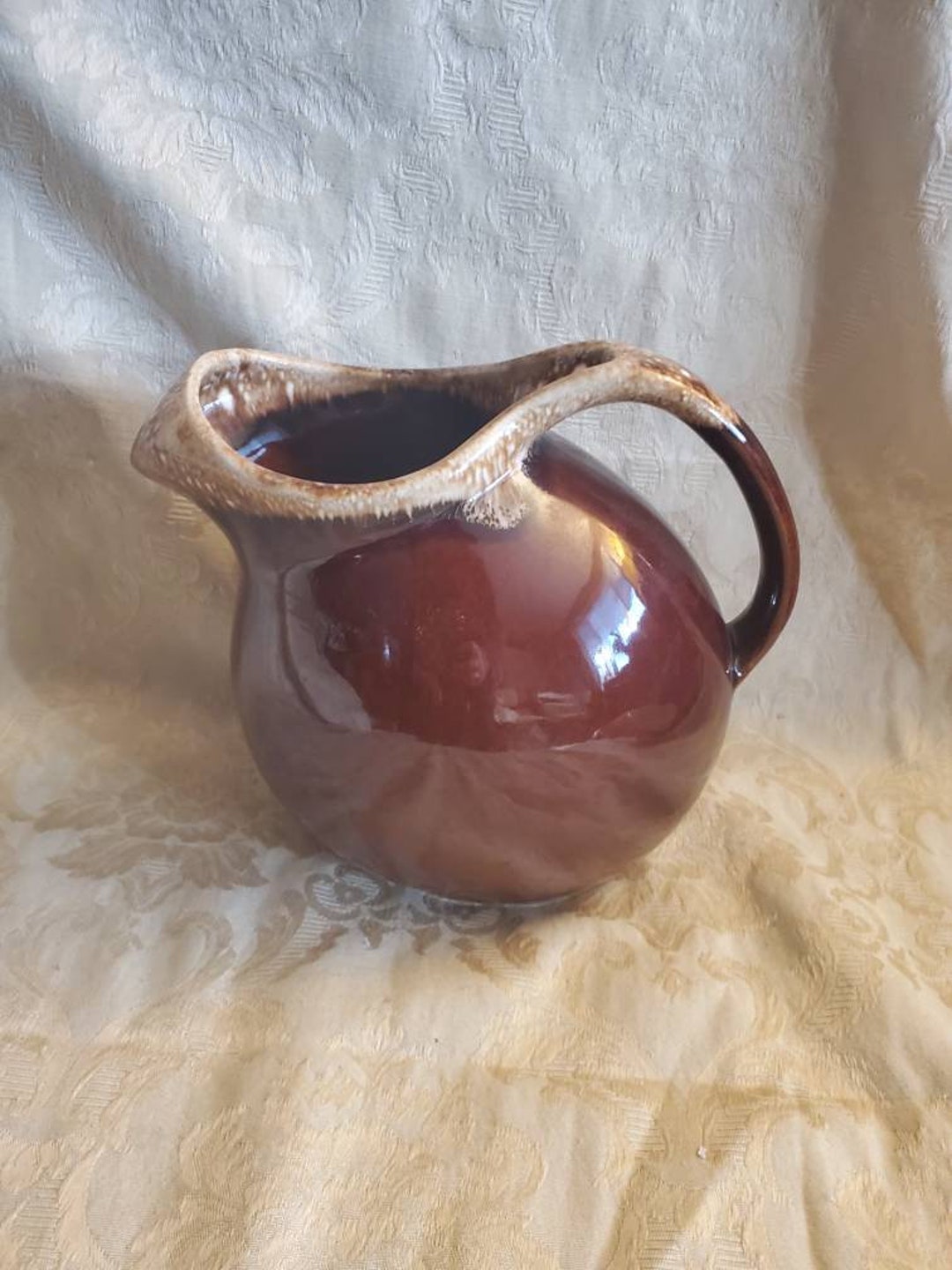 Hull Pottery, 64 Ounce Brown Dripware Water Pitcher, Oven Proof, Made ...