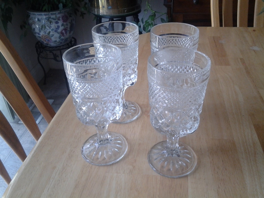 Set of 4 Anchor Hocking Wexford Glass Water/wine Goblets - Etsy