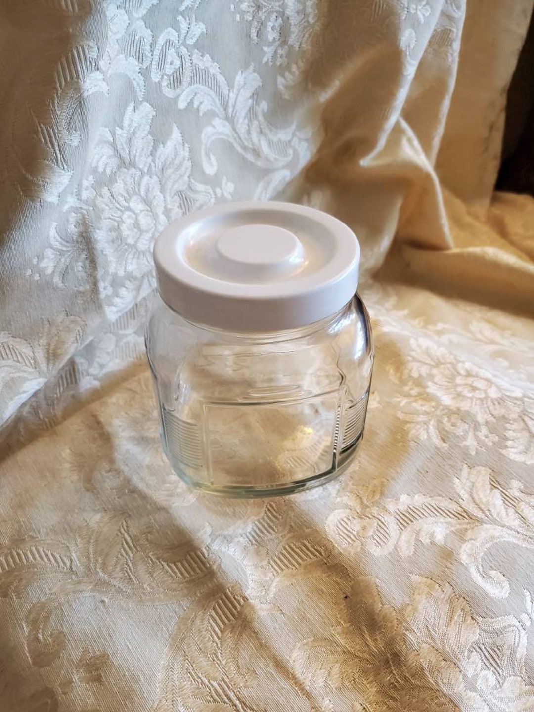 KIG Made in Indonesia, 4 Inch Square Jar, With White Plastic Lid ...