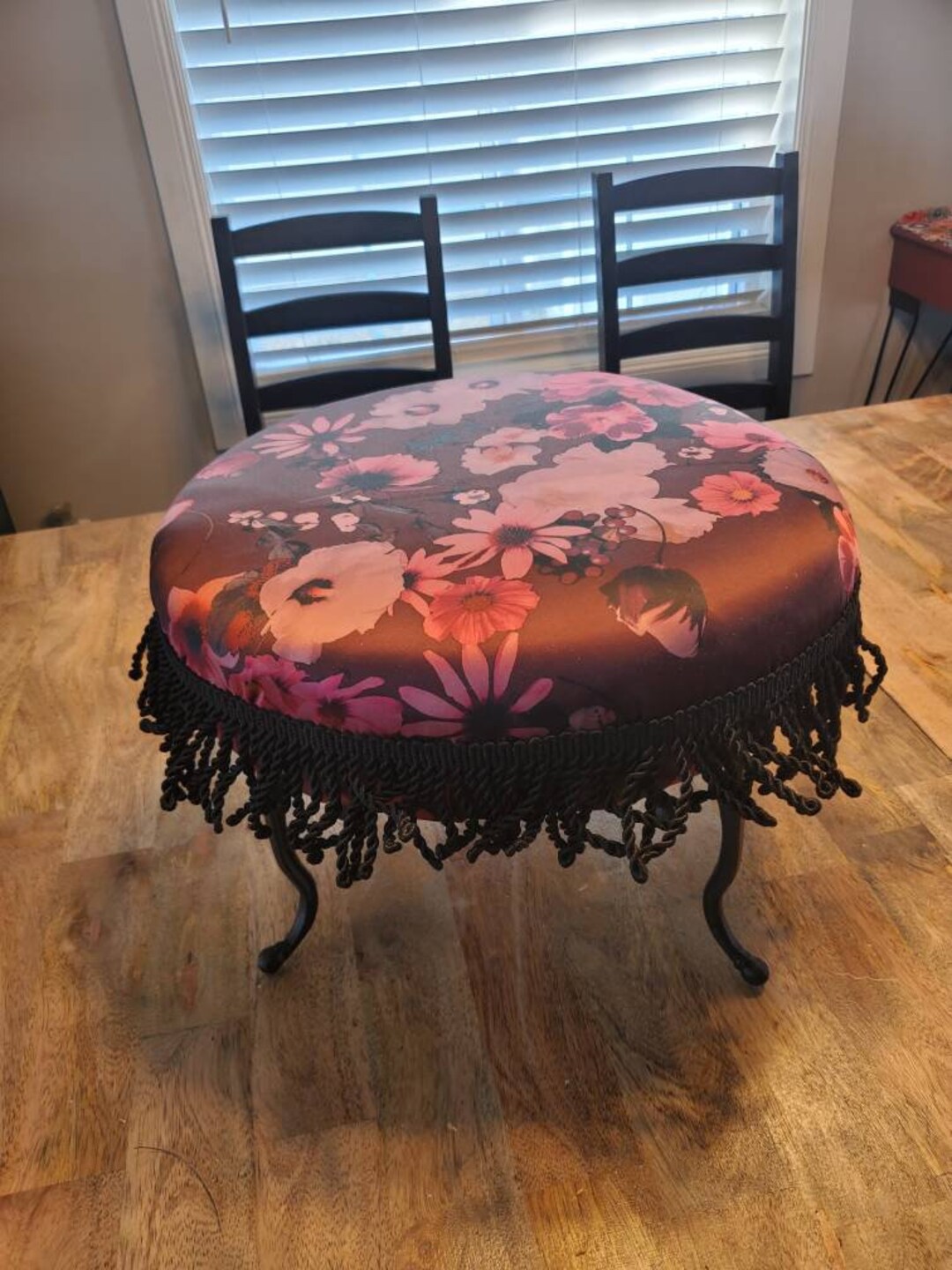 Brand New, Fabric, Pink and White Batick Rayon Purple Footstool With ...