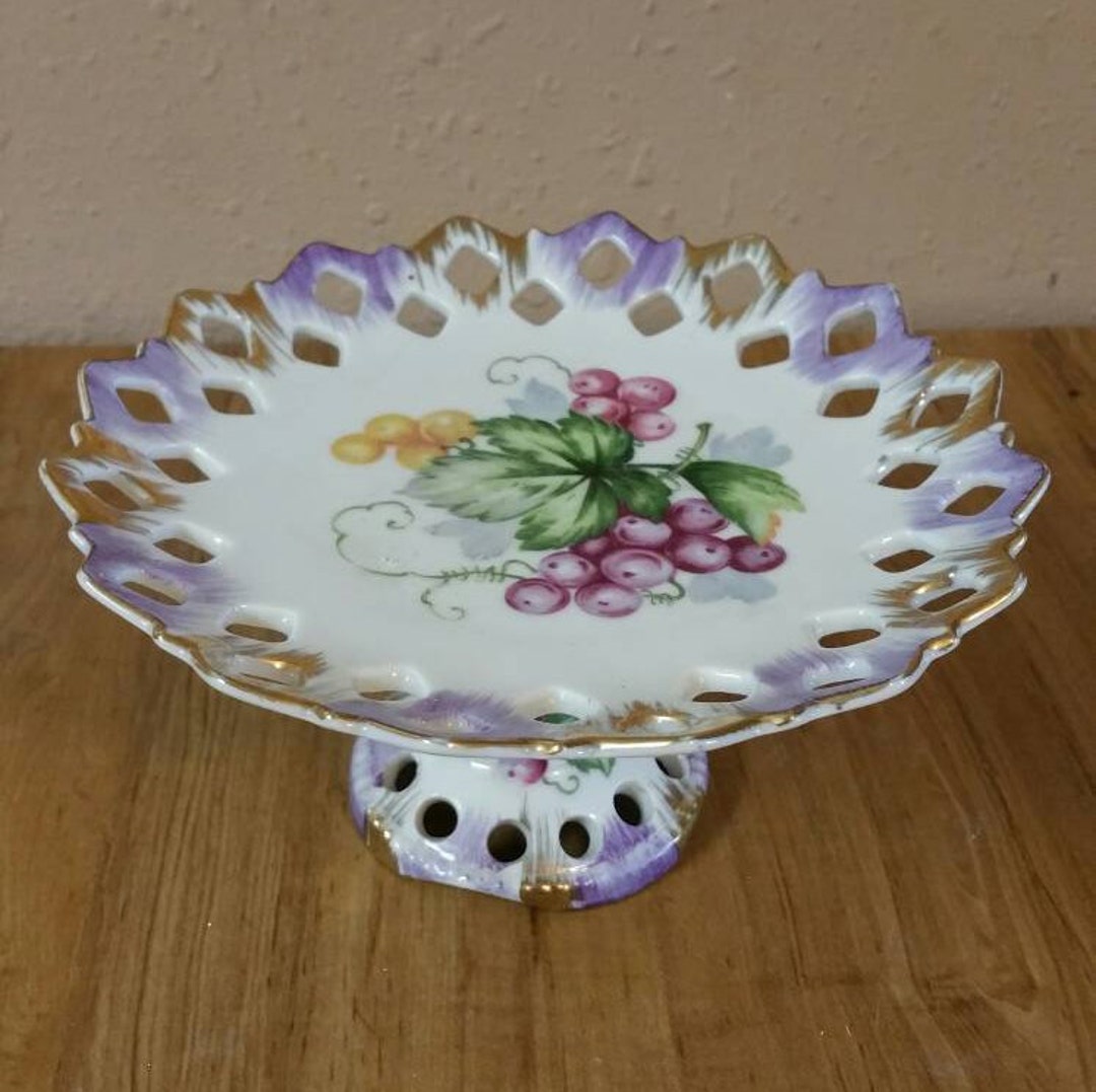Lefton China Beautiful Hand Painted Porcelain Purple and Yellow Grape ...