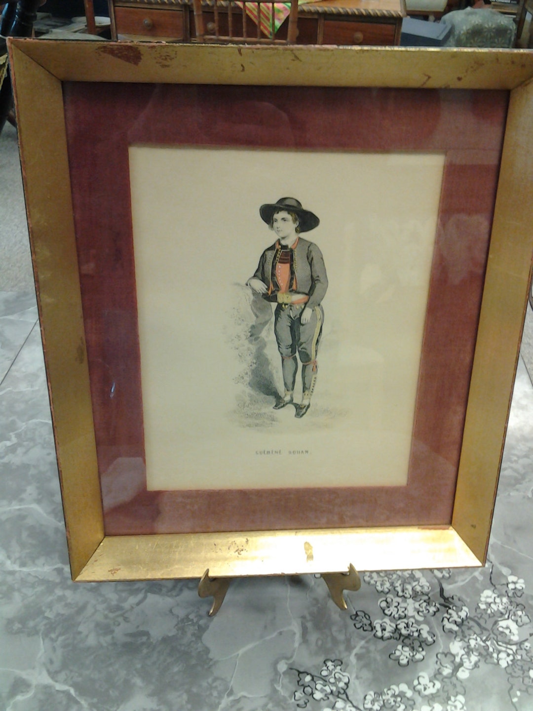 Vintage 12x14 French Picture of Man in Frame "guemene Nohan" - Etsy