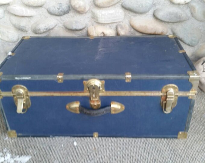 Concourse Navy Blue Rustic Foot Locker Trunk Home Decor Blanket Chest ...