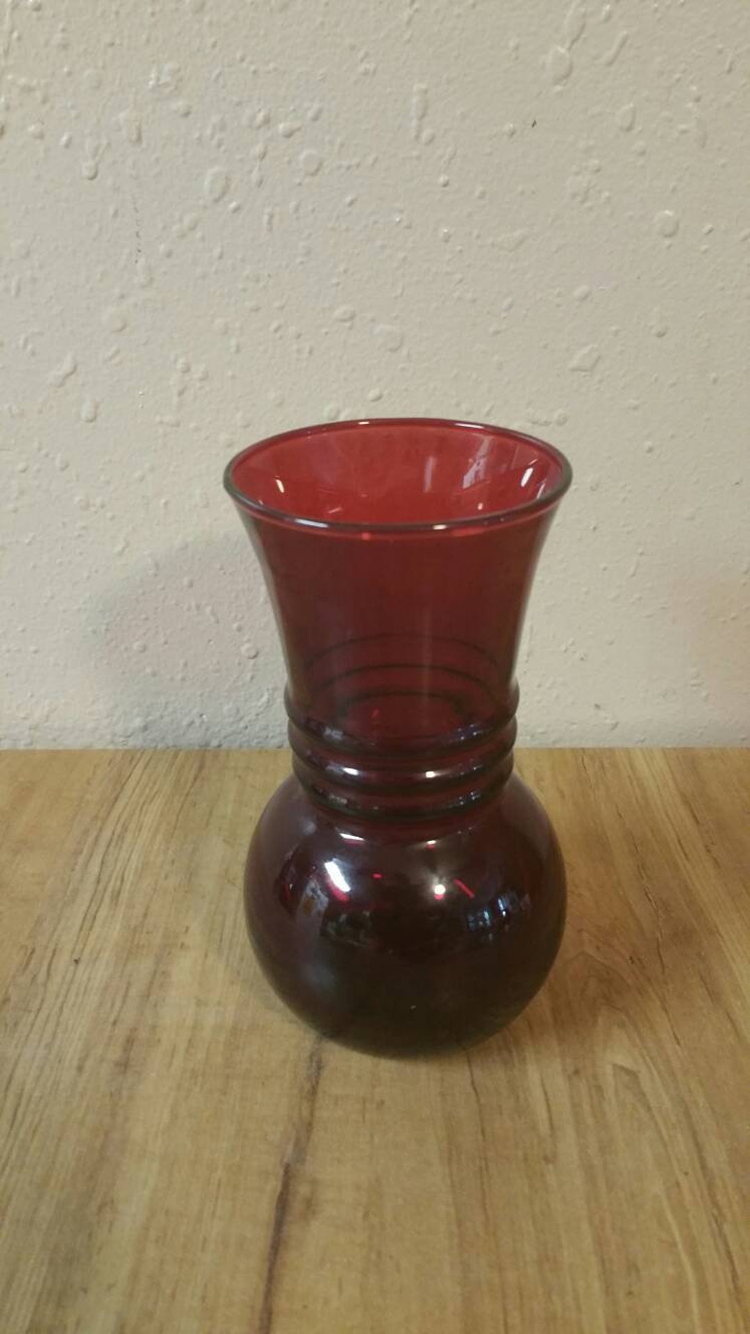 Anchor Hocking Royal Ruby or Ruby Red Ball or Horn Style Glass Vase ...