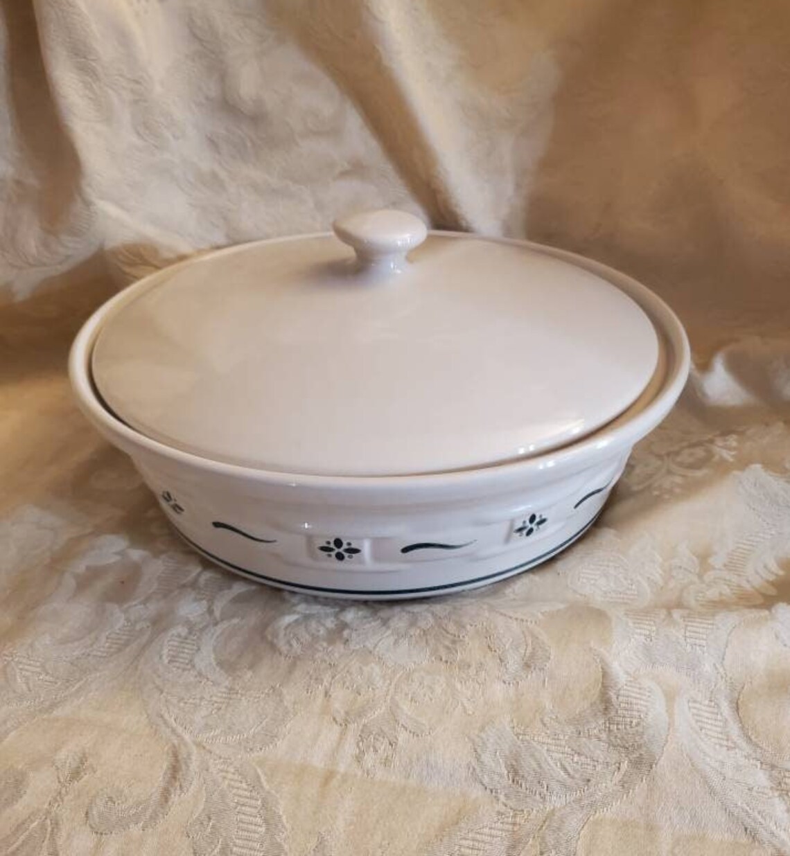 Longaberger Pottery Basket Weave Woven Traditions White and - Etsy