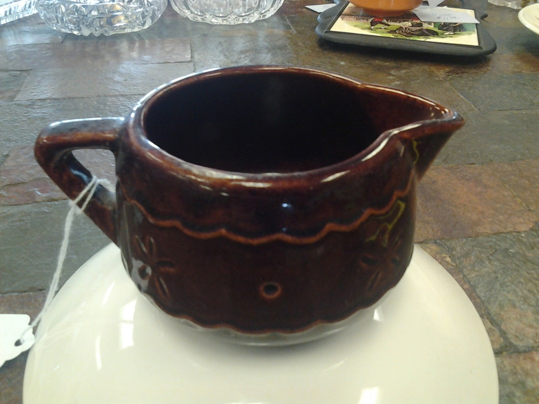Daises and Dots Marcrest Serving Creamer or Pitcher Brown Pottery - Etsy