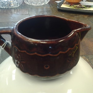 Daises and Dots Marcrest Serving Creamer or Pitcher Brown Pottery - Etsy