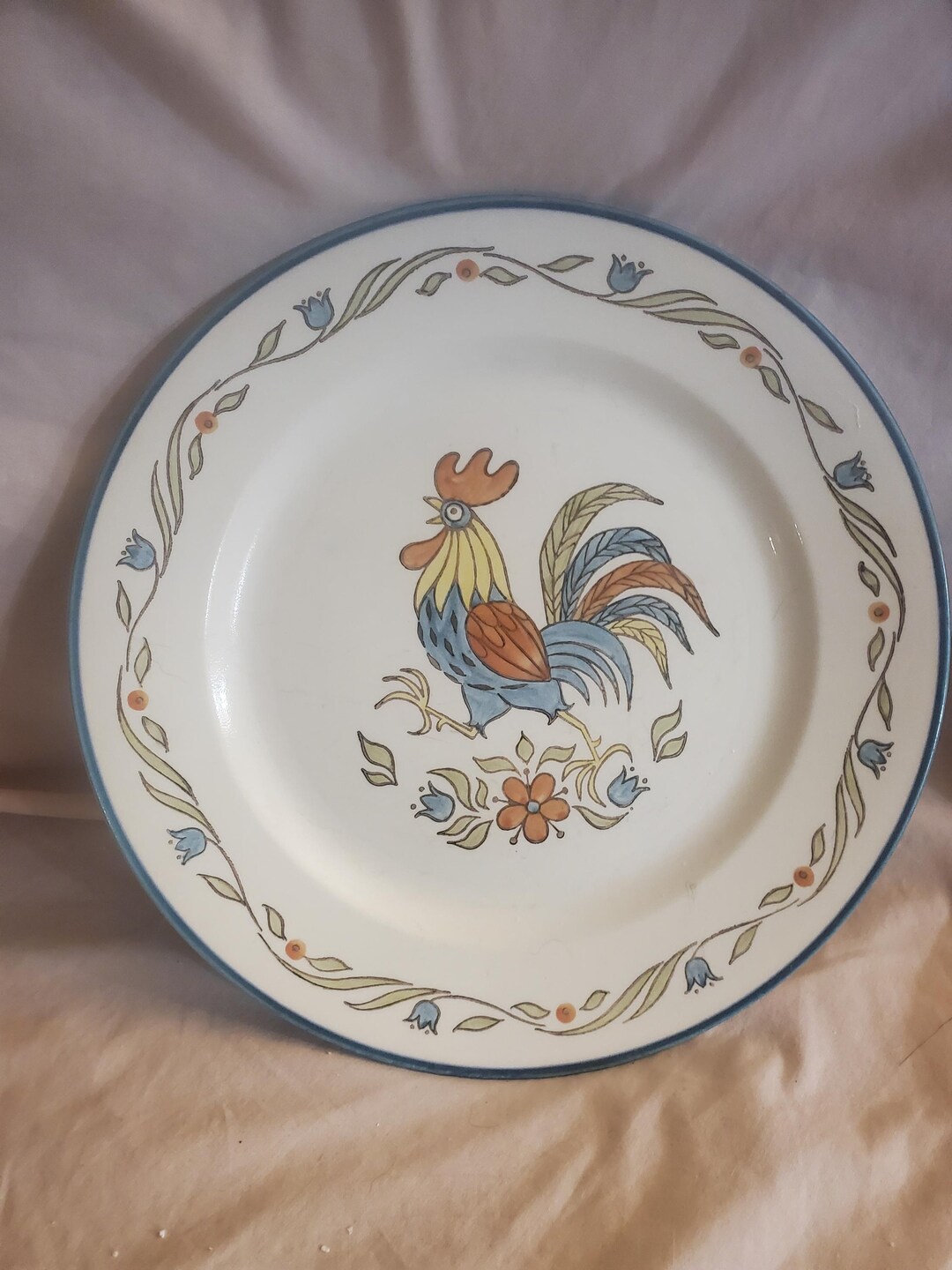 Metlox Poppy Trail, Vernon Ware, Rooster Bleu Design, 10.50 Inch Dinner ...