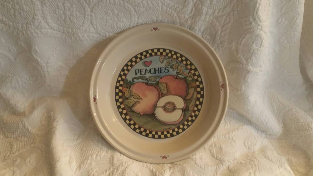 Susan Winget Designer, Peaches Pie, Stoneware Plate, Made in Thailand ...