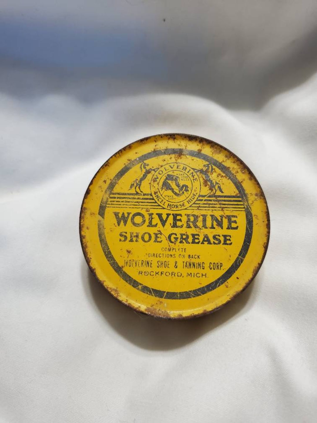 Rustic, Wolverine Shoe Grease, Aged Tin, Vintage Home Decor ...