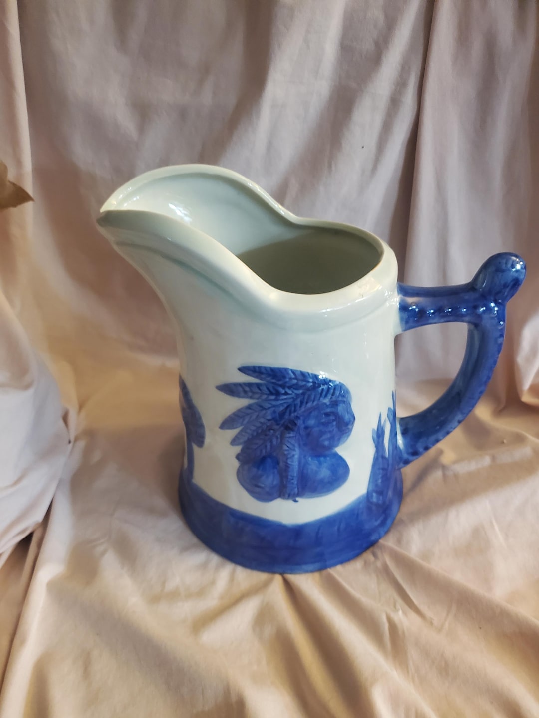 9 Inch Sleepy Eyed Pottery, Indian Chief and Teepee Design, Gray and ...