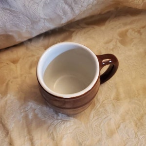 Hall China, Restaurant Ware, Brown and White, Barrel Shaped Coffee Cup ...