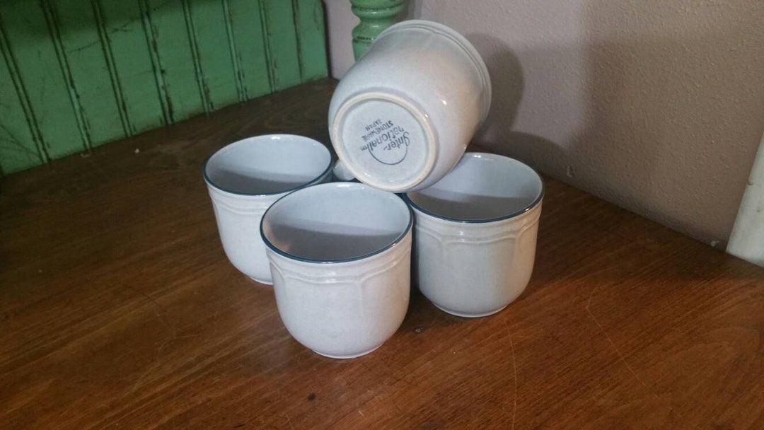 International China, Gray and Blue,set of 4 Coffee Cups or Mugs ...