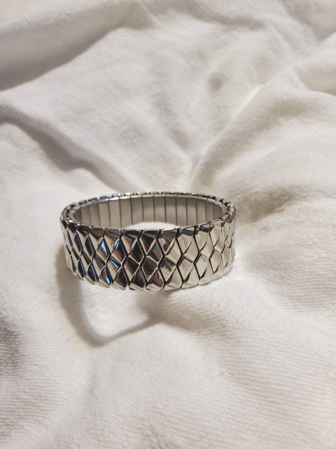 Watch Band Style, Silver Toned, Expanding Bracelet, Costume Jewelry ...
