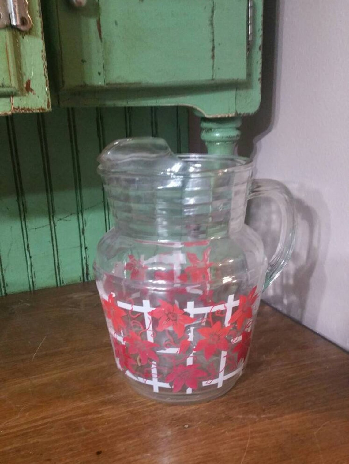 Anchor Hocking Red Poppies on Fence 86 Ounce Serving Pitcher - Etsy