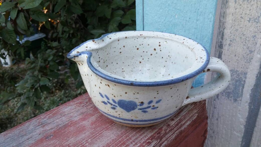 Handmade Speckled Pottery Blue Heart Stoneware Creamer/pitcher Serving ...