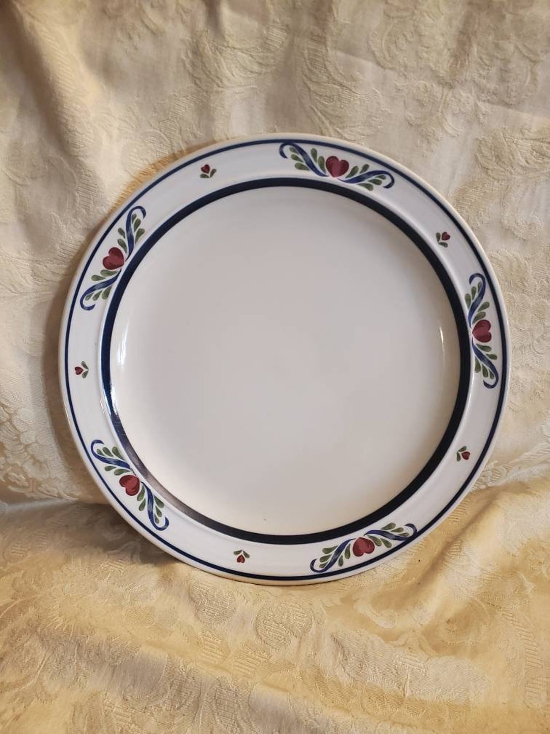 Folk Dance by Tienshan Stoneware, 10.70 Inch Dinner Plate With Pink ...