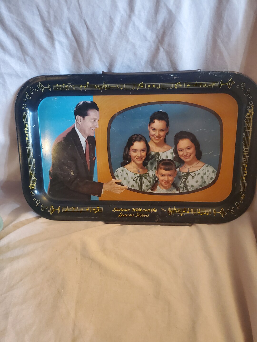 Aged, Lawrence Welk and the Lennon Sisters Tin Tray Rectangular Serving ...