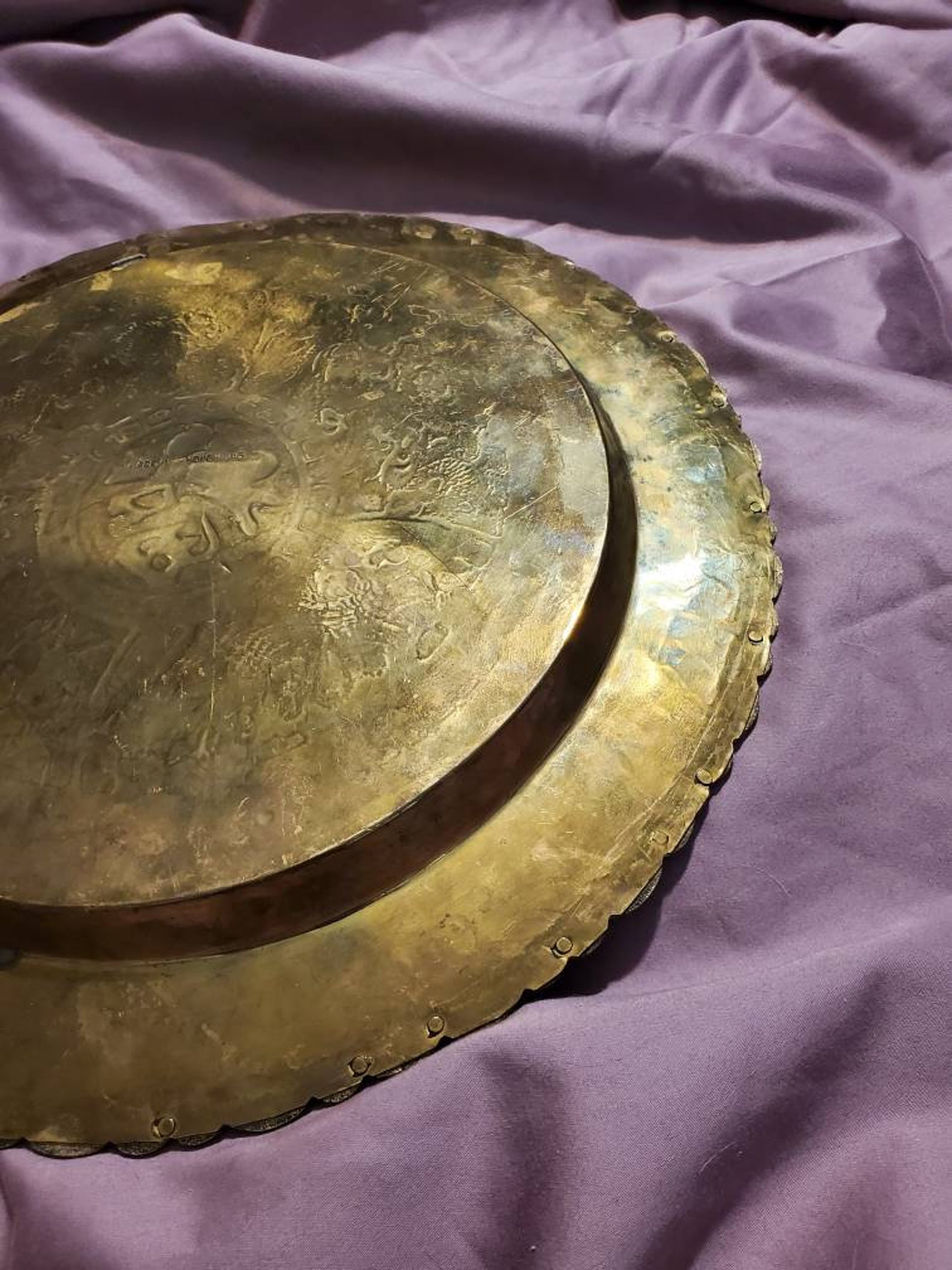 Vintage Brass Chinese Tray Aged 14 Inch Tray Brass Wall - Etsy