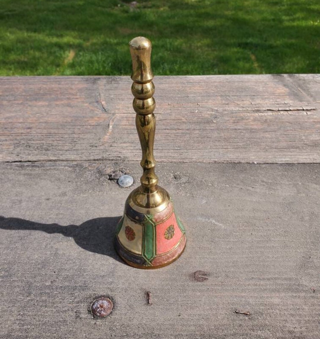 Made in India, Skinny Brass Bell, Rainbow Enamel Colors, Teacher's Gift ...