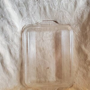 Clear Glass, Ribbed Pyrex Leftover Lid, Flat Rectangular Lid With Chip ...