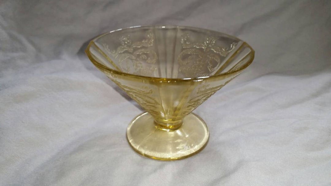 Yellow Depression Glass Madrid Pattern Footed Sherbet Bowl - Etsy