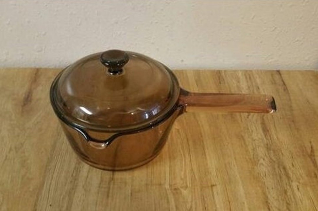 Made in USA, Kitchen Corning Ware ,visions Brown/amber Glass Dutch Oven ...