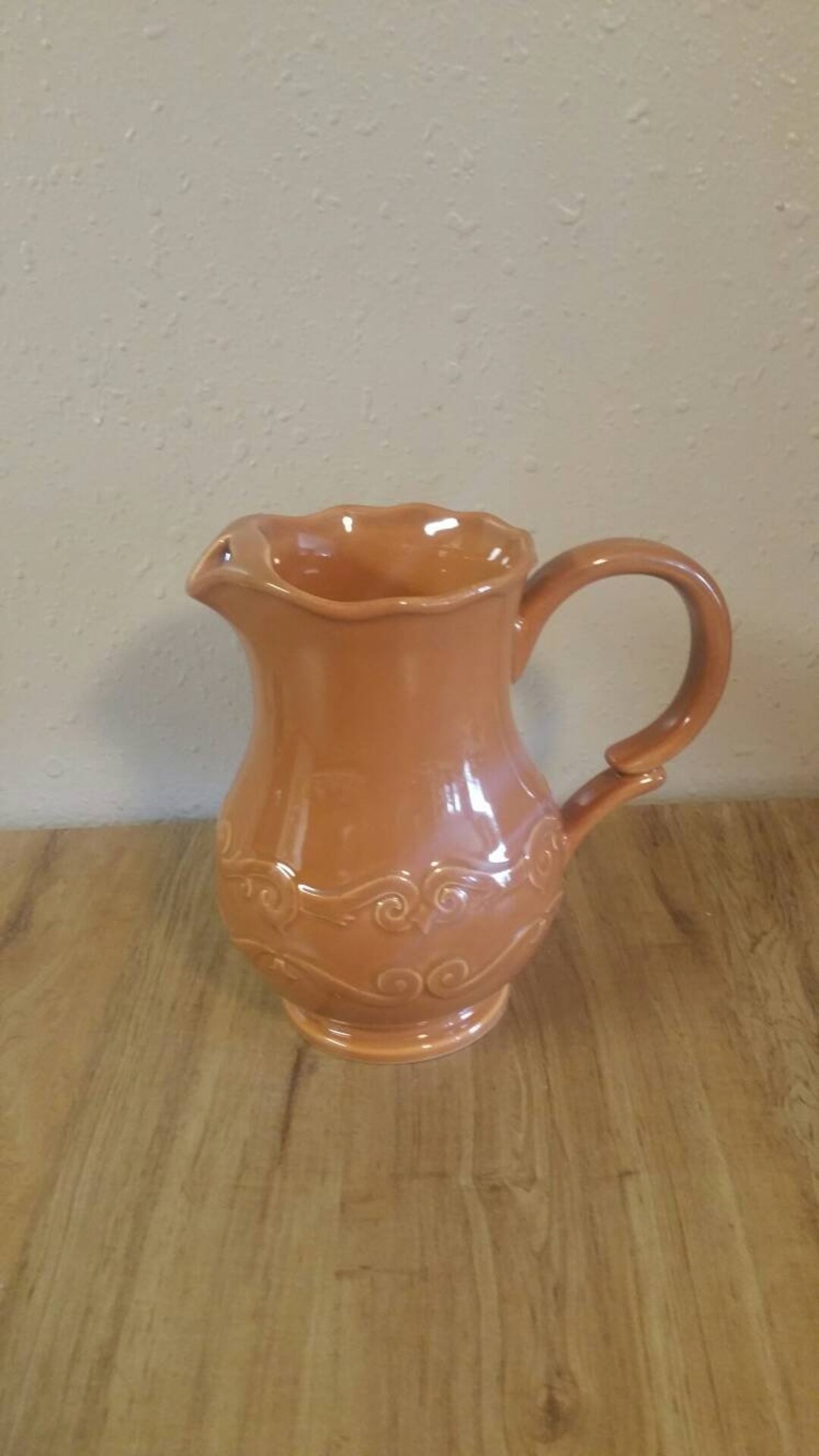 Noble Excellence, Mocha Brown, Pottery Water Pitcher, Embossed Drapery ...