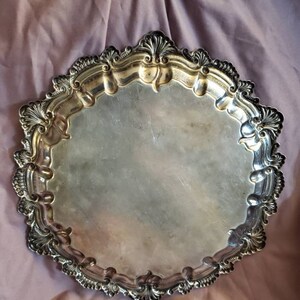 WM Rogers, Aged English Shell, 13.25 Inch Round Silver Plated Platter ...