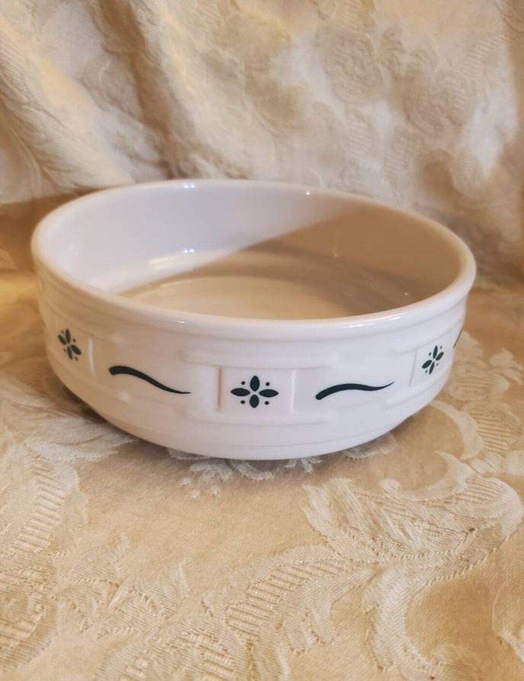 Longaberger Pottery, Basket Weave, Woven Traditions, White and Green ...