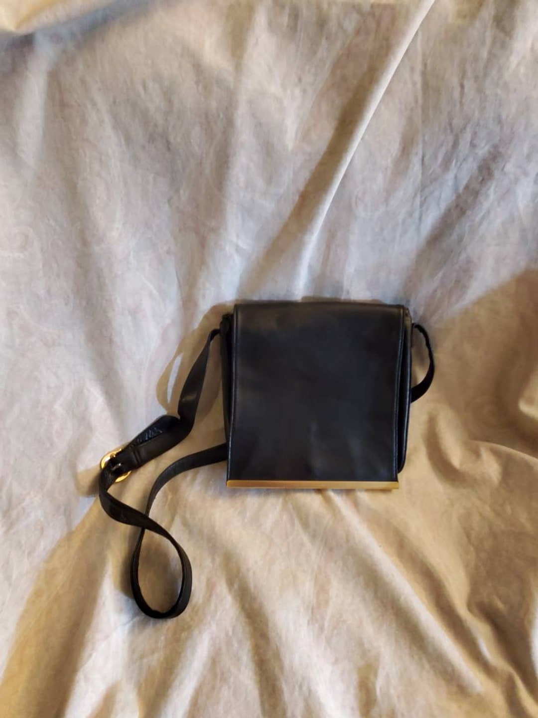 Designer Carla Marchi, Square Black Flap Purse or Handbag, Vintage Accessory, Shoulder Bag ...