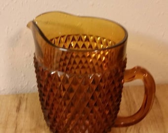 Vintage Indiana Glass Company Diamond Point Pitcher - Etsy