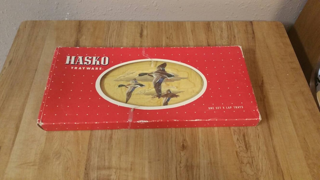 Set of 4 Hasko Trayware One Set of 4 Lap Trays With Original Box With ...